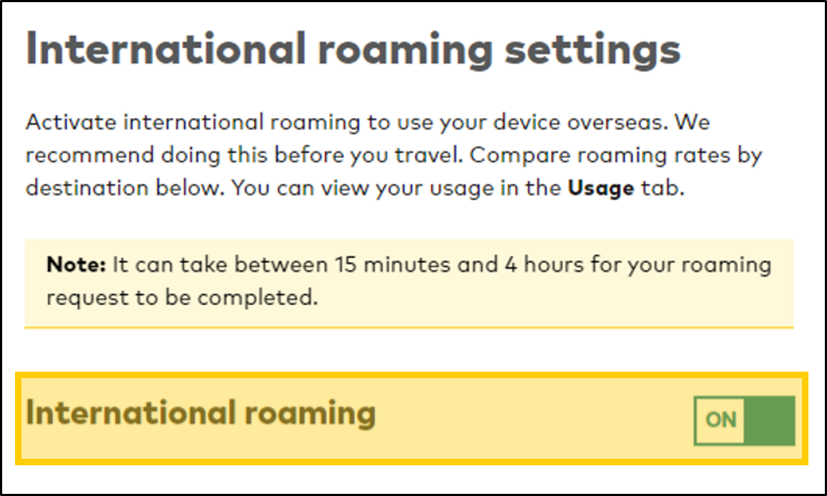 How to add and remove international roaming