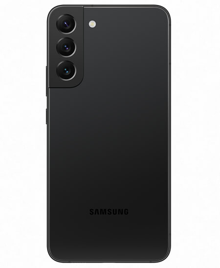 Back view of the phone with a rectangular tri lens camera housing down ...