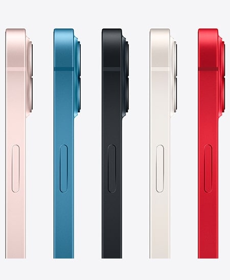 A profile view of all colours in the iPhone 13 & mini family, including ...