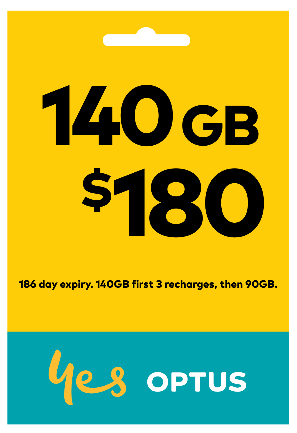 $180 Prepaid SIM 140GB Data - Optus