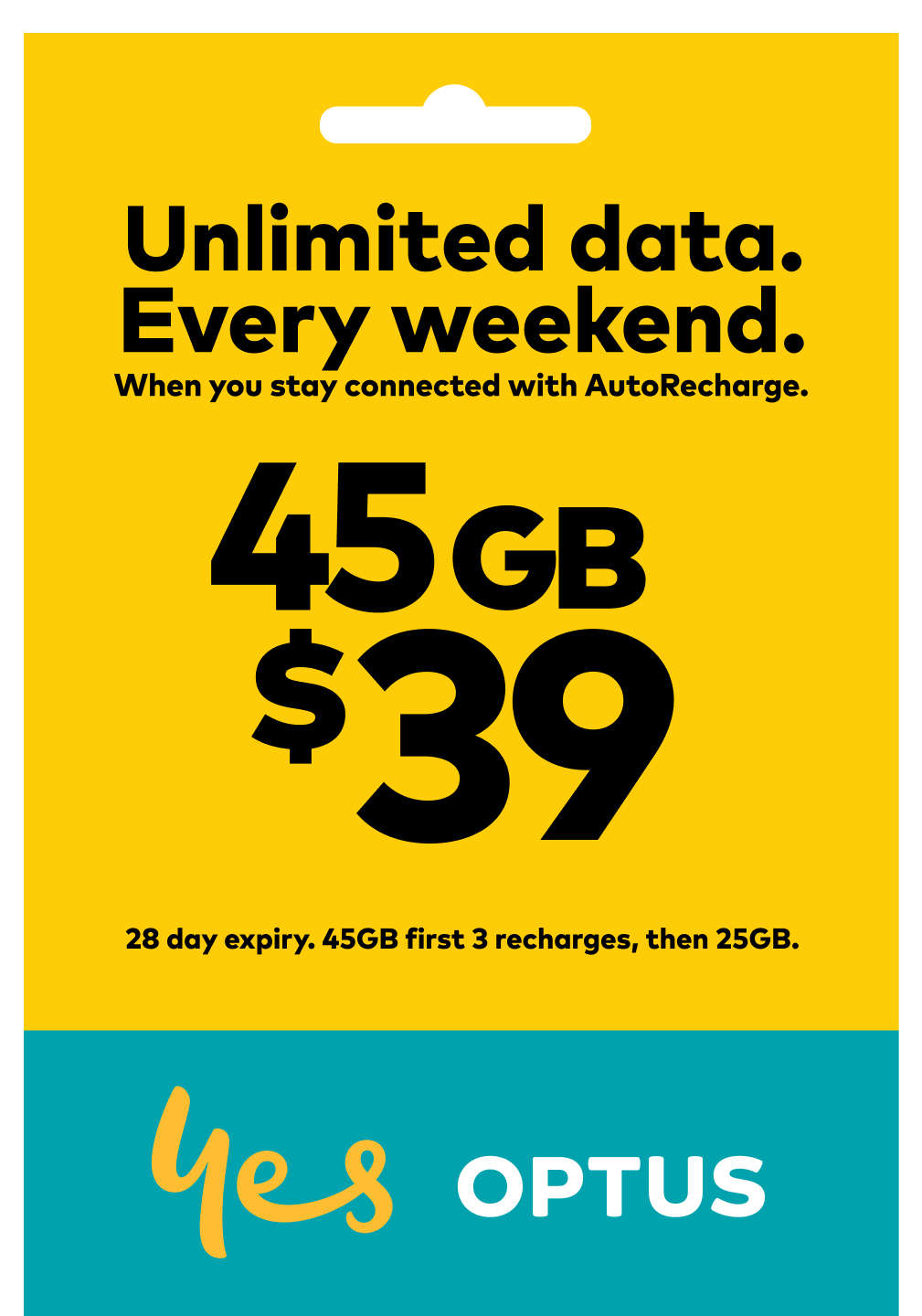 $39 Prepaid SIM 45GB Data with Optus