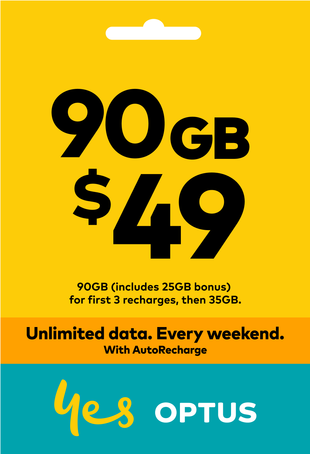 $49 Prepaid SIM 90GB Data - Optus